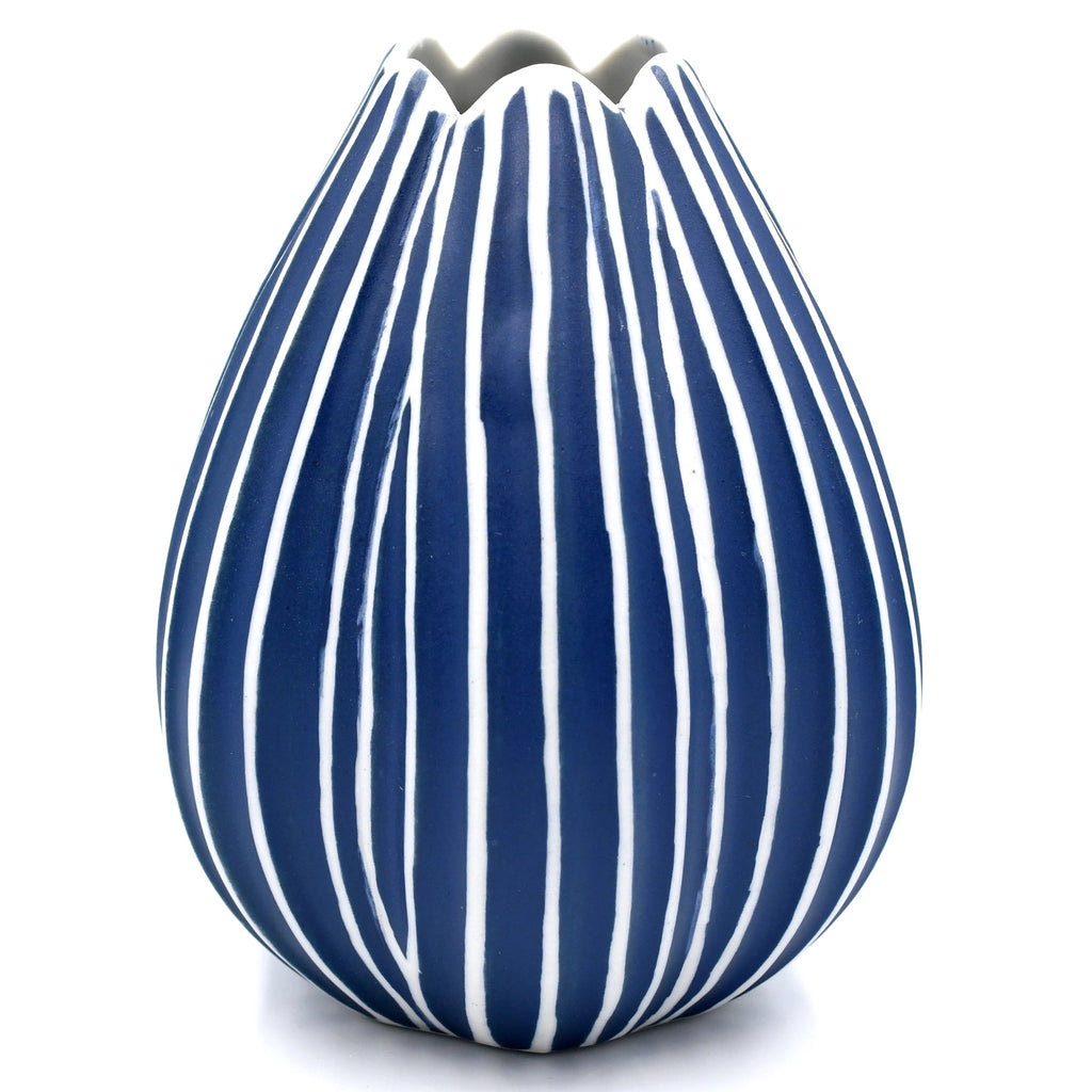 Handcrafted Blue and White Striped Ceramic Vase – Farm to Coastal ...